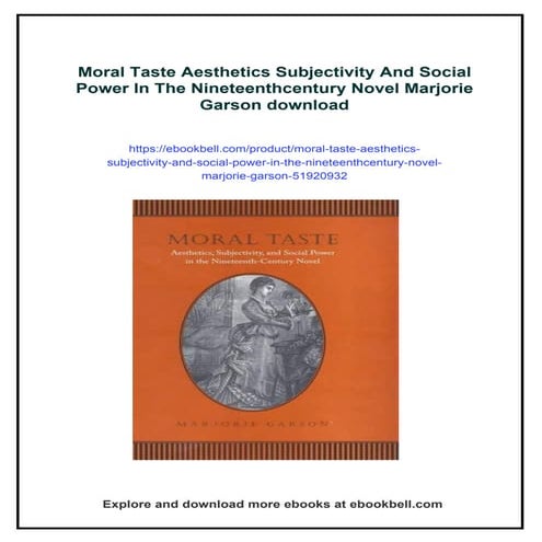 Moral Taste Aesthetics Subjectivity And Social Power In The ...