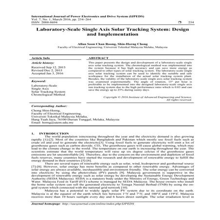 Laboratory-Scale Single Axis Solar Tracking System: Design and ...