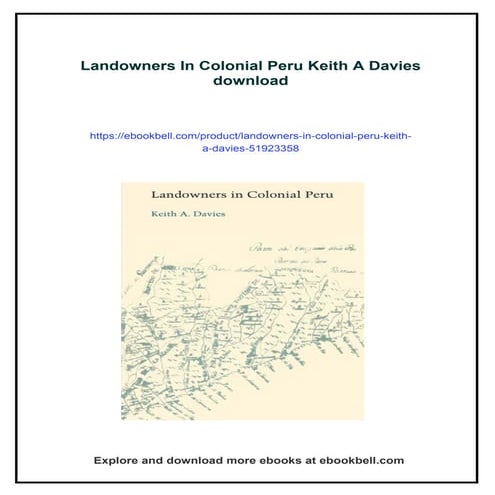 Landowners In Colonial Peru Keith A Davies | PDF