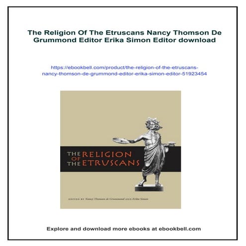 The Religion Of The Etruscans Nancy Thomson De Grummond Editor Erika Simon Editor | PDF
