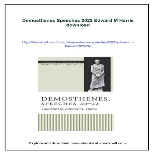 Demosthenes Speeches 2022 Edward M Harris | PDF
