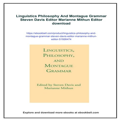 Linguistics Philosophy And Montague Grammar Steven Davis Editor ...