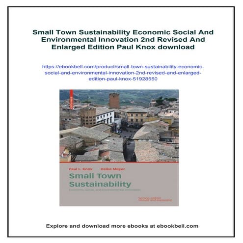 Small Town Sustainability Economic Social And Environmental Innovation ...