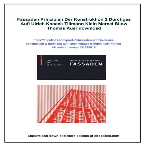 Fassaden Prinzipien Der Konstruktion 2 Durchges Aufl Ulrich Knaack ...