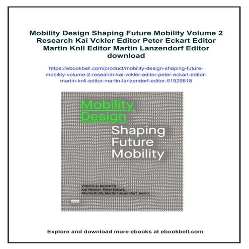 Mobility Design Shaping Future Mobility Volume 2 Research Kai Vckler ...