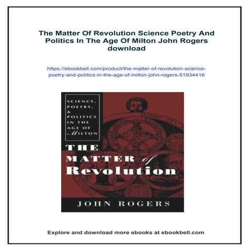 The Matter Of Revolution Science Poetry And Politics In The Age Of ...