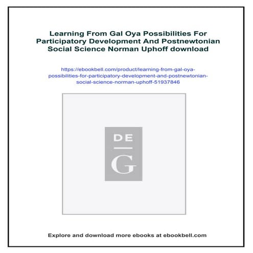 Learning From Gal Oya Possibilities For Participatory Development And ...