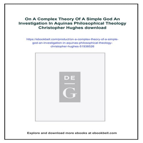 On A Complex Theory Of A Simple God An Investigation In Aquinas ...