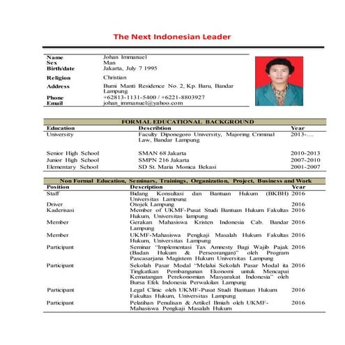 CV Johan Immanuel | DOCX