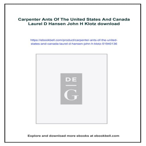 Carpenter Ants Of The United States And Canada Laurel D Hansen John H ...