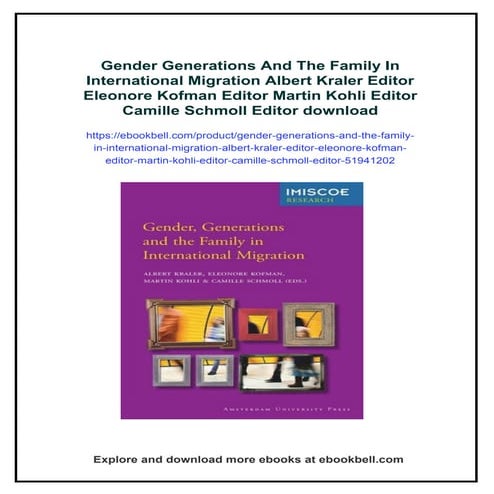 Gender Generations And The Family In International Migration Albert ...