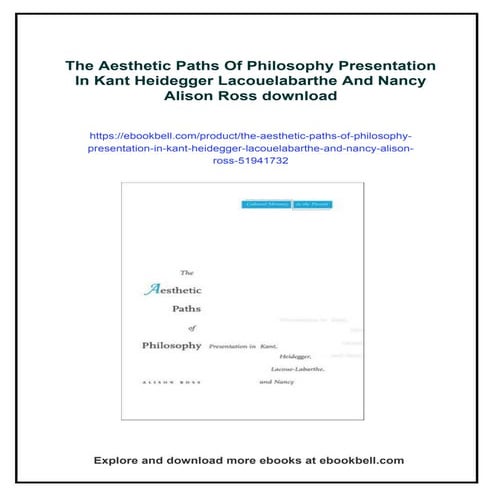 The Aesthetic Paths Of Philosophy Presentation In Kant Heidegger ...