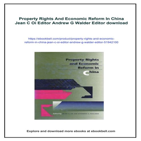 Property Rights And Economic Reform In China Jean C Oi Editor Andrew G ...