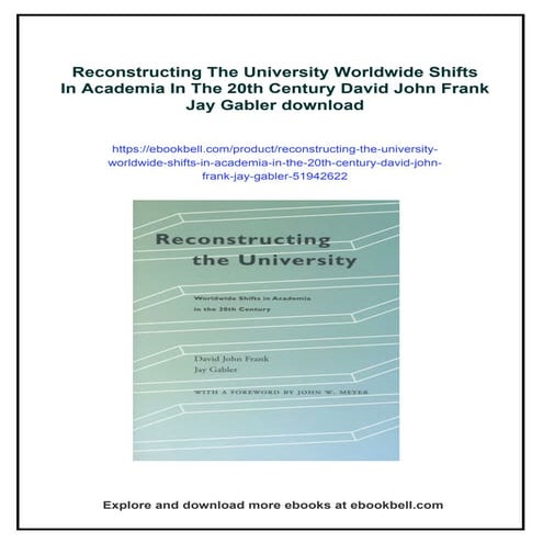 Reconstructing The University Worldwide Shifts In Academia In The 20th ...