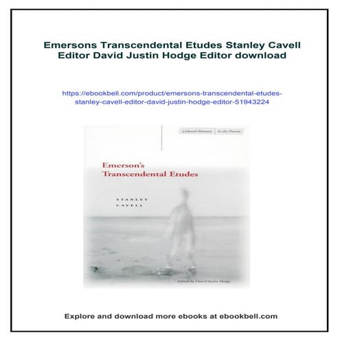Emersons Transcendental Etudes Stanley Cavell Editor David Justin Hodge ...