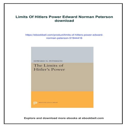 Limits Of Hitlers Power Edward Norman Peterson | PDF