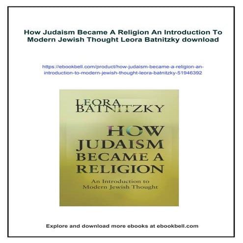 How Judaism Became A Religion An Introduction To Modern Jewish Thought ...