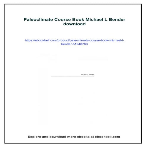 Paleoclimate Course Book Michael L Bender | PDF