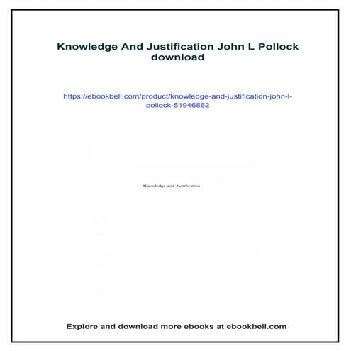 Knowledge And Justification John L Pollock | PDF