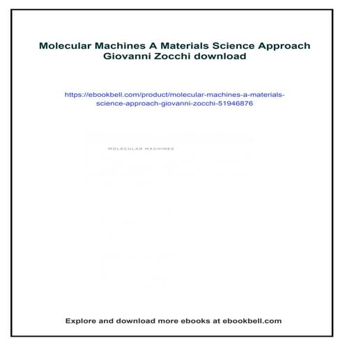 Molecular Machines A Materials Science Approach Giovanni Zocchi | PDF