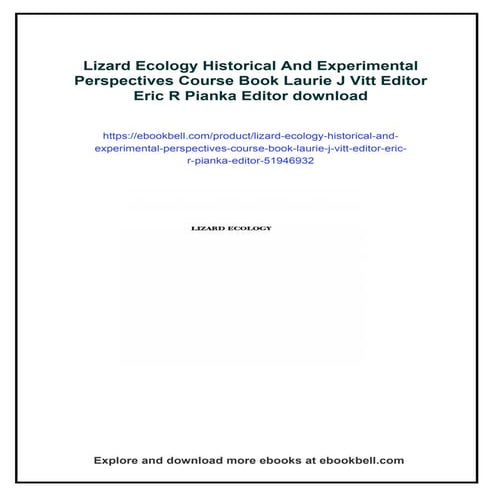 Lizard Ecology Historical And Experimental Perspectives Course Book ...