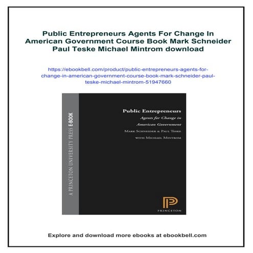 Public Entrepreneurs Agents For Change In American Government Course ...