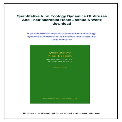 Quantitative Viral Ecology Dynamics Of Viruses And Their Microbial ...