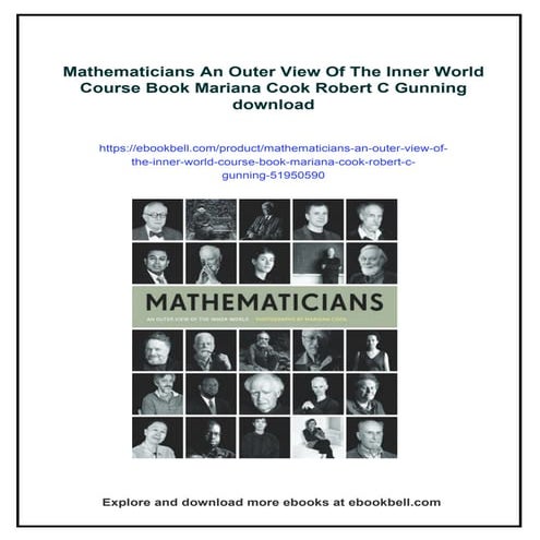 Mathematicians An Outer View Of The Inner World Course Book Mariana ...