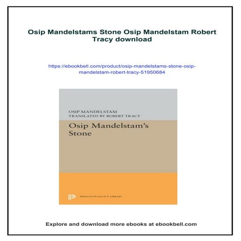 Osip Mandelstams Stone Osip Mandelstam Robert Tracy | PDF