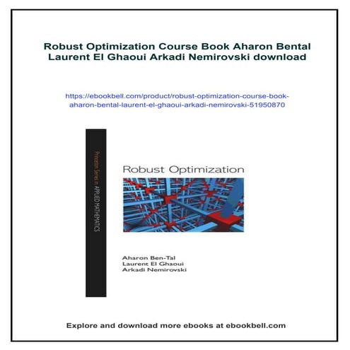 Robust Optimization Course Book Aharon Bental Laurent El Ghaoui Arkadi Nemirovski | PDF