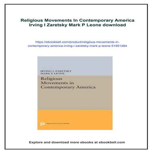 Religious Movements In Contemporary America Irving I Zaretsky Mark P ...