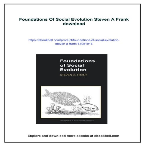 Foundations Of Social Evolution Steven A Frank | PDF