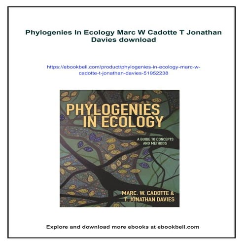 Phylogenies In Ecology Marc W Cadotte T Jonathan Davies | PDF