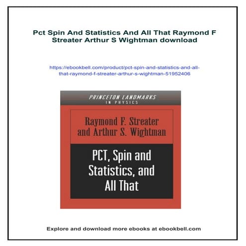Pct Spin And Statistics And All That Raymond F Streater Arthur S ...