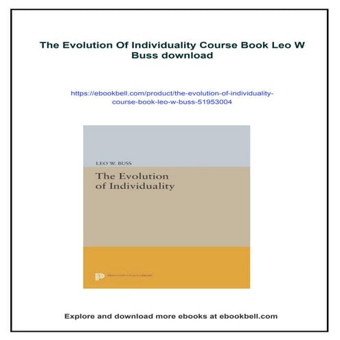 The Evolution Of Individuality Course Book Leo W Buss | PDF