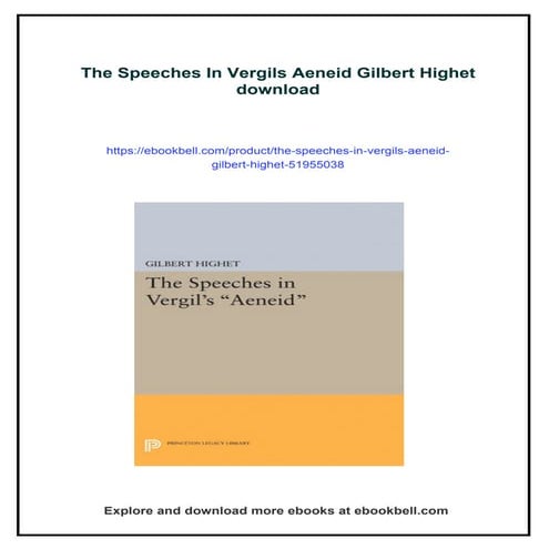 The Speeches In Vergils Aeneid Gilbert Highet | PDF