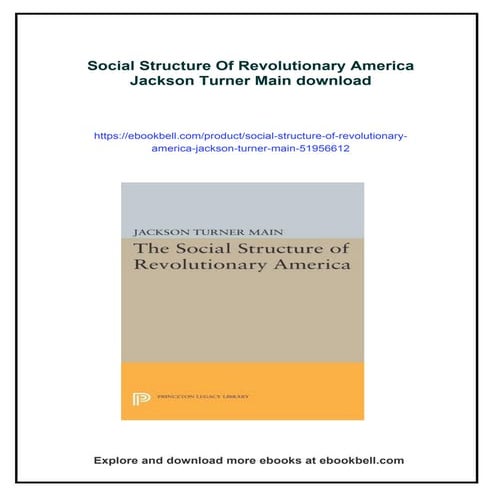 Social Structure Of Revolutionary America Jackson Turner Main | PDF
