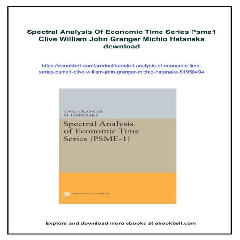Spectral Analysis Of Economic Time Series Psme1 Clive William John ...