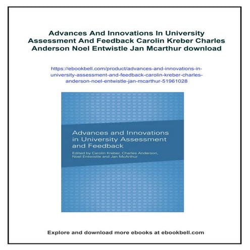 Advances And Innovations In University Assessment And Feedback Carolin ...