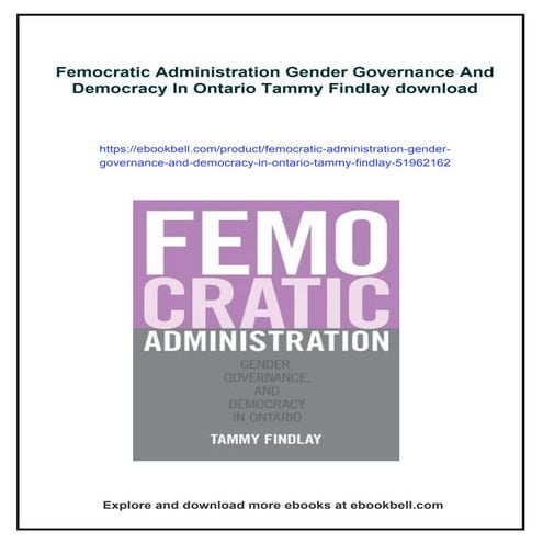 Femocratic Administration Gender Governance And Democracy In Ontario ...