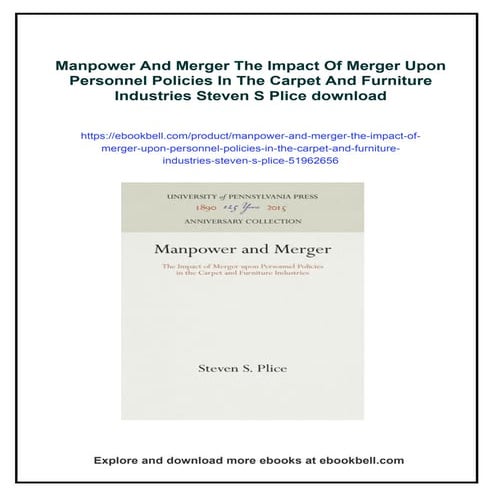 Manpower And Merger The Impact Of Merger Upon Personnel Policies In The ...