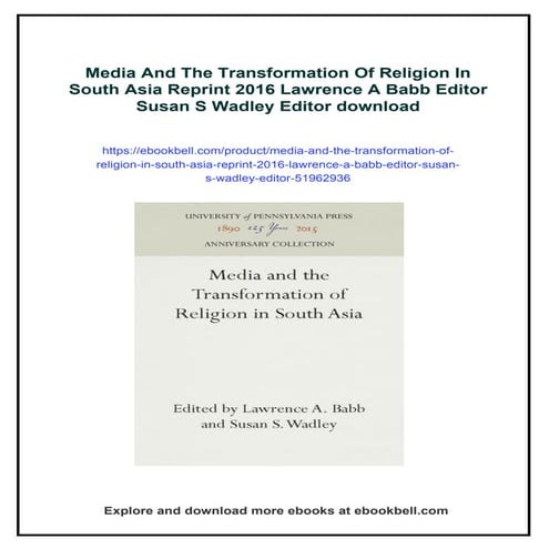 Media And The Transformation Of Religion In South Asia Reprint 2016 ...