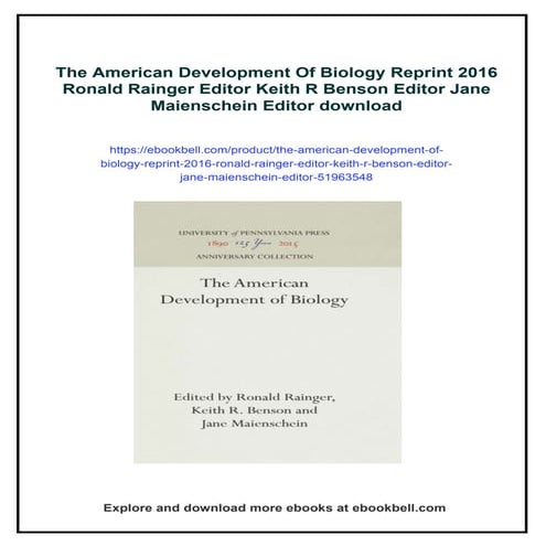 The American Development Of Biology Reprint 2016 Ronald Rainger Editor ...