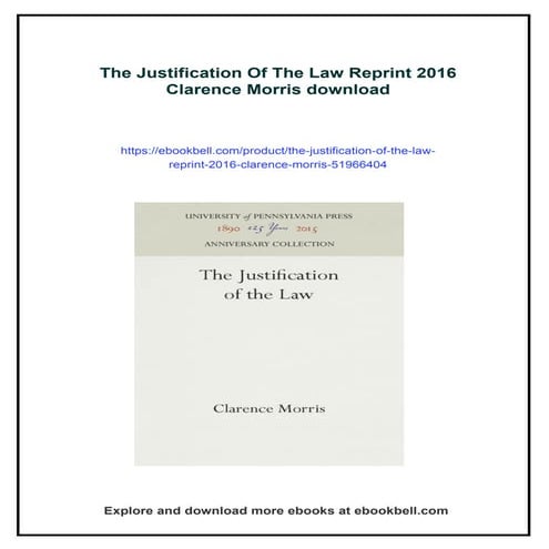 The Justification Of The Law Reprint 2016 Clarence Morris | PDF