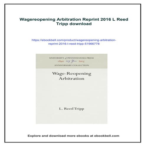 Wagereopening Arbitration Reprint 2016 L Reed Tripp | PDF