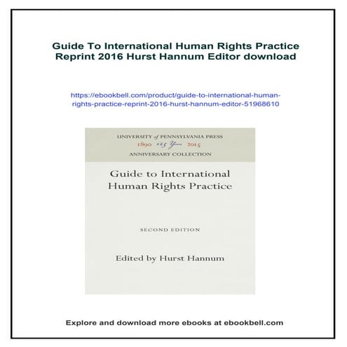 Guide To International Human Rights Practice Reprint 2016 Hurst Hannum ...