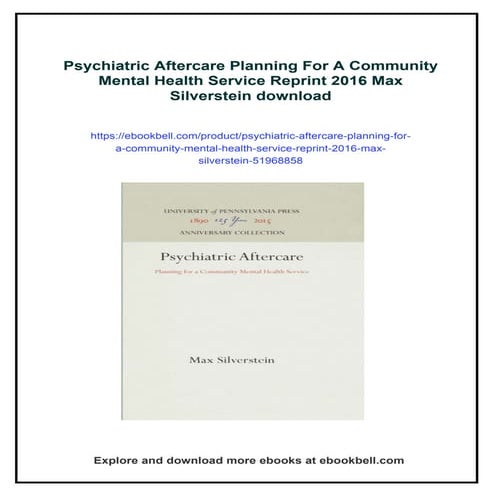Psychiatric Aftercare Planning For A Community Mental Health Service ...