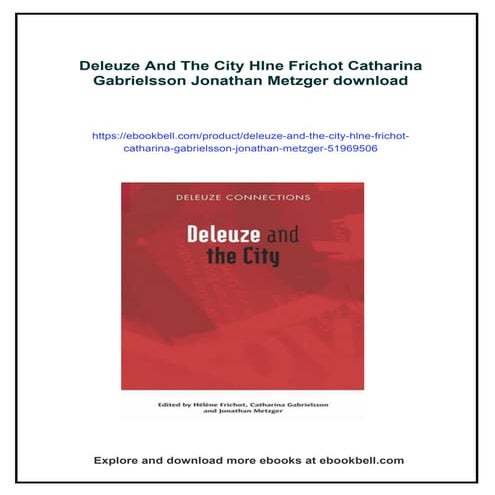 Deleuze And The City Hlne Frichot Catharina Gabrielsson Jonathan ...