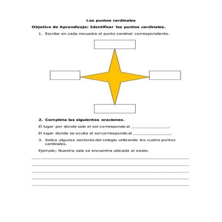 Hoja De Trabajo De Direcciones Cardinales E Intermedias PDF) Los