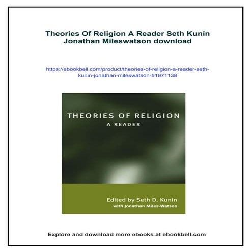 Theories Of Religion A Reader Seth Kunin Jonathan Mileswatson | PDF